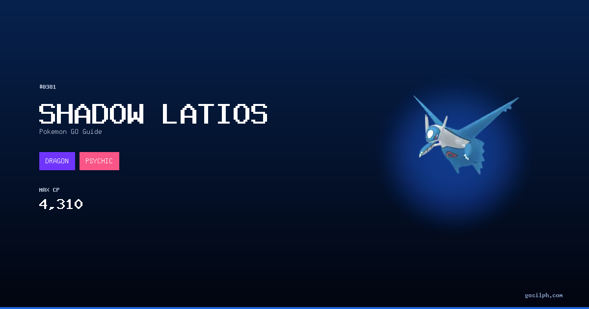 Shadow Latios Pokemon GO — Best Moveset, PvP, Counters & Stats